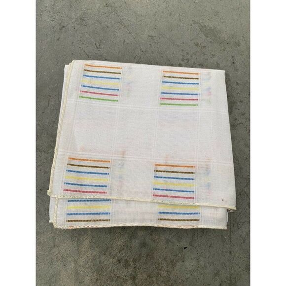 Handmade | Accessories | Vintagelargehandkerchiefrainbowwhite | Poshmark